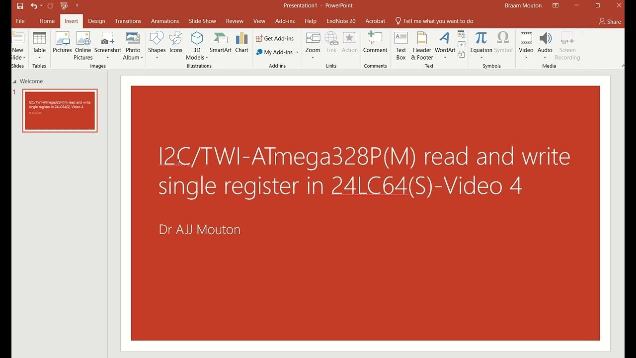 I2C (TWI)- Video 4 - ATmega328P write and read a single register in the 24LC64. - YouTube