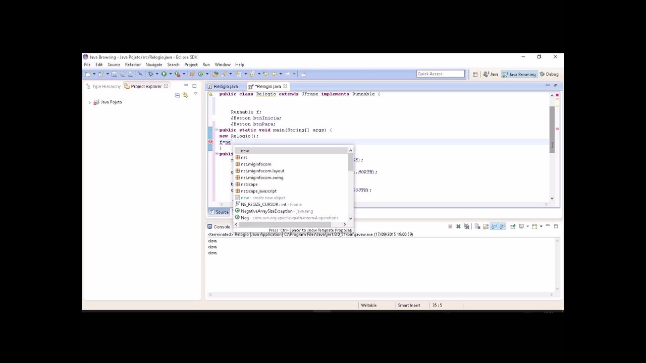 Relógio em Java SE(Eclipse) - YouTube