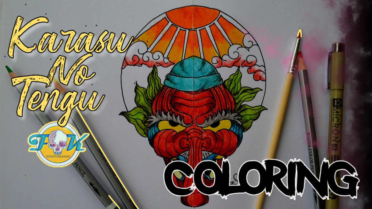 Desain topeng/wajah KARASU NO TENGU | How to coloring Tengu face/mask ...