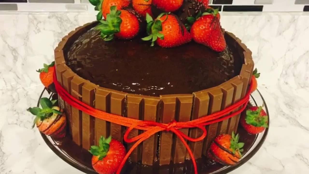 Chocolate Kit Kat Cake with Dipped Strawberries! (Chef Dylan's Favorite ...
