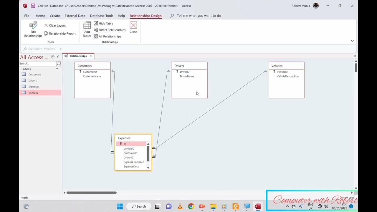 Ms Access Database Development Process Tutorial 14 (Tables, Relationship, Forms, Query and ...