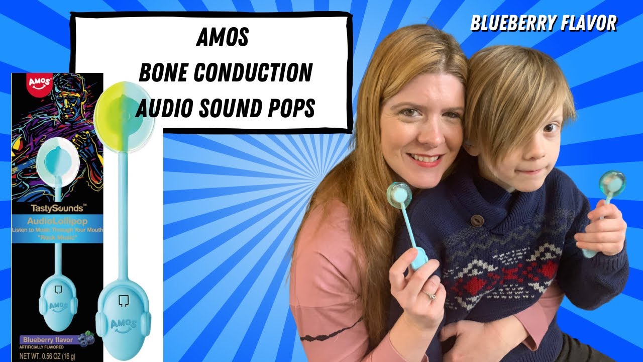Amos blueberry bone conduction lollipops review and demo by Sara - YouTube