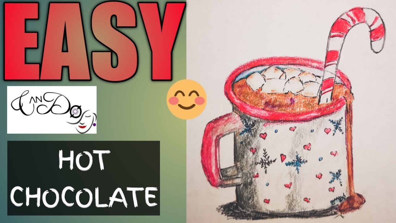 How To Draw A Cup of Hot Chocolate With Marshmallows Step By Step For ...