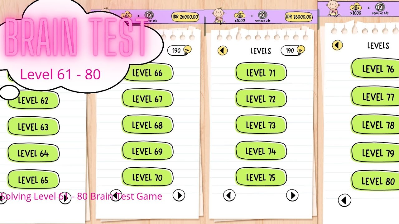 Brain Test Game Walkthrough | Levels 61-80 Solutions - YouTube