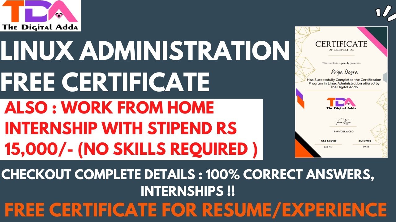 Linux Administration Certification | Work From Home Internship (no ...