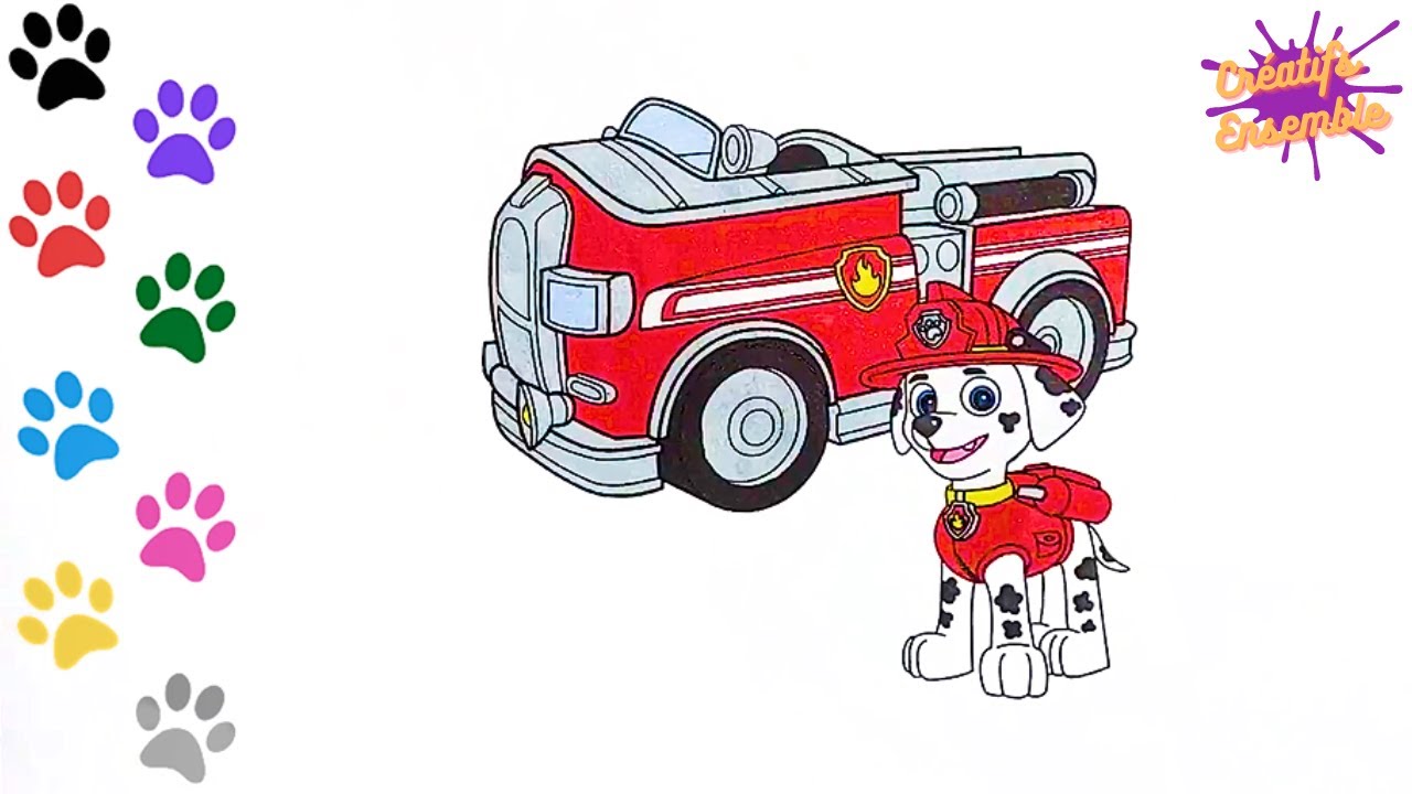 COLORIAGE de MARCUS de la PAT' PATROUILLE 👨‍🚒 Dessin facile pour ...
