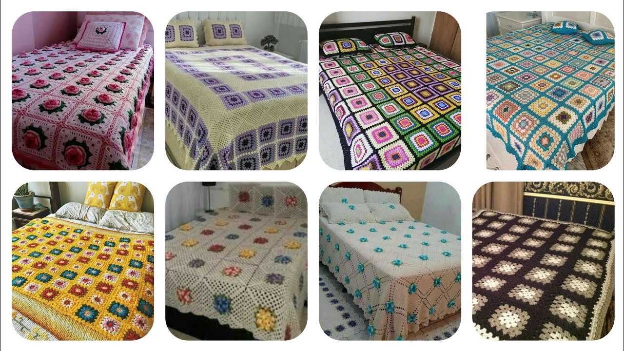 Beautiful Crochet Bedding Sets New Stylish Bed Sheets Pettern - YouTube