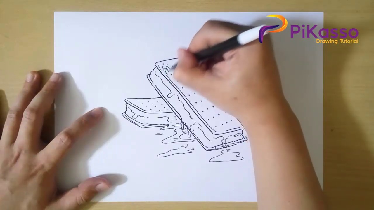 How to Draw an Ice Cream Sandwich step by step - YouTube