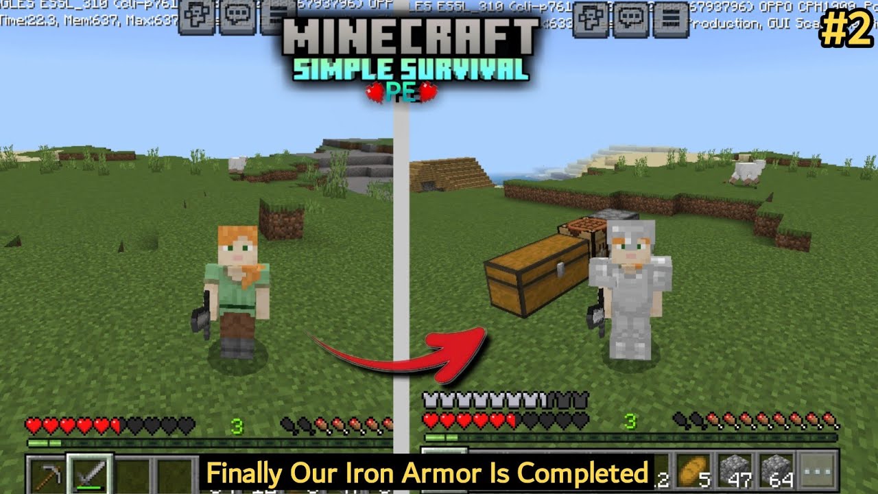 "Full Iron Armor Complete! - Minecraft PE Survival Series Ep 2" - YouTube