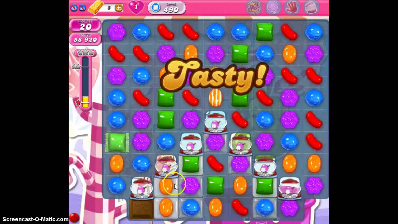 Candy Crush Saga Level 490 Walkthrough No Booster - YouTube