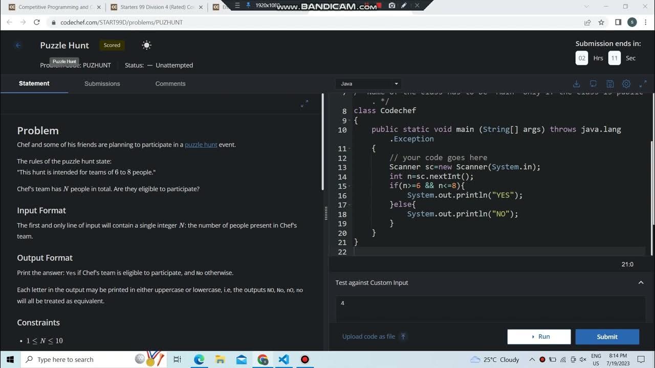 Puzzle Hunt | Codechef Starters 99 | Solution Code. - YouTube