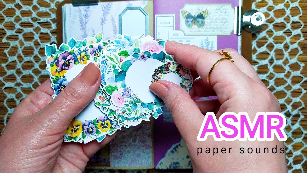 ASMR Paper Sounds | Scrapbooking in Purple Theme (no talking) | Just ...