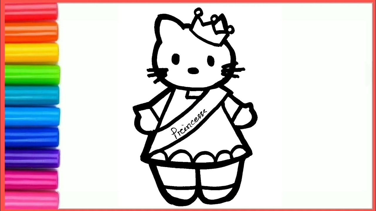Hello Kitty Drawing | Simple drawing and coloring I easy drawing step ...