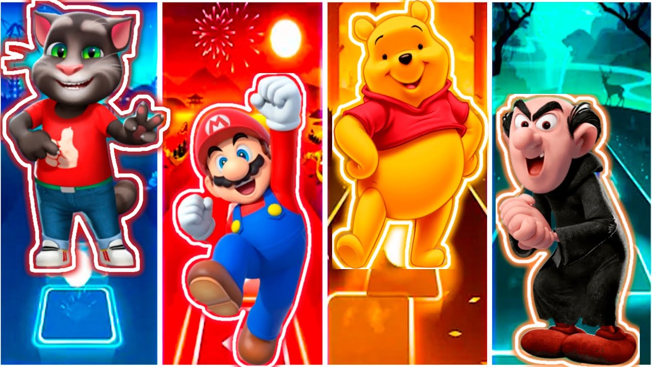 TOM - SUPER MARIO BROS - WINNIE THE POOH - GARGAMEL | Tiles Hop EDM ...