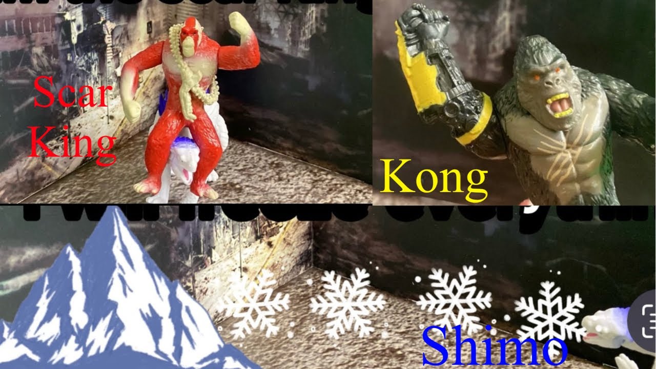 King Kong vs Scar king & Shimo Fight #kong #scarking #shimo #fun - YouTube