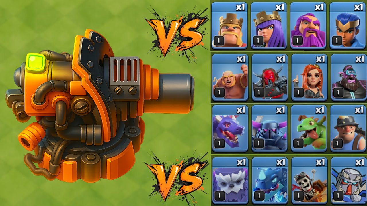 ⚡💥Max Boom Cannon 💥🆚💥 Level 1 Troops 🛡️ Pets 🐾 & Heroes 👑|Clash of ...