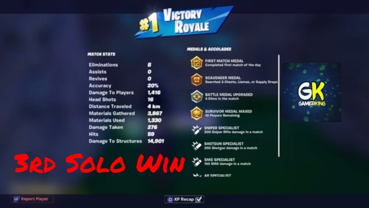 3rd Solo win (Fortnite) Gameplay w/GamerKing - YouTube
