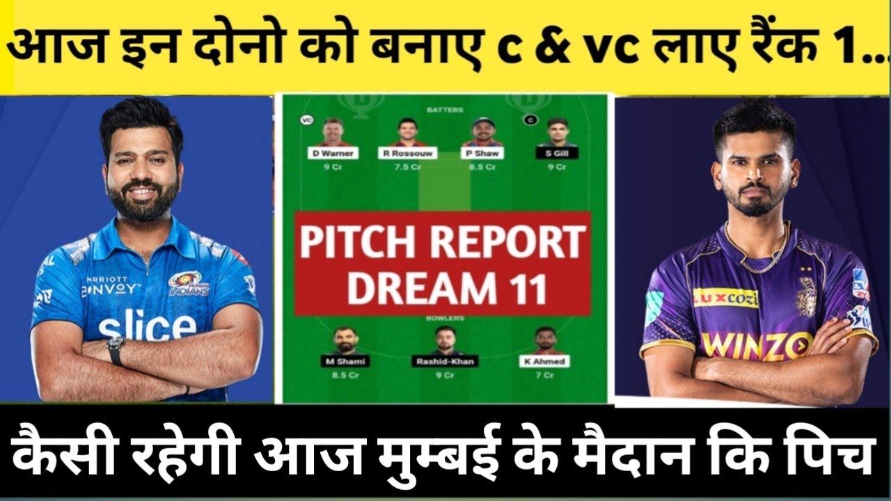 Kkr vs Mi 22th match Pitch Report| Kolkata vs Mumbai 22th Match Pich ...