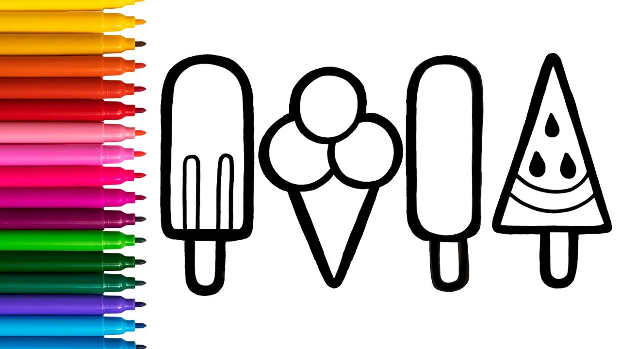 Rainbow Ice Cream Drawing, Painting And Coloring For Kids🍨 How To Draw ...