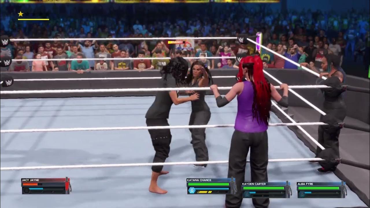 WWE 2K23 - Katana Chance & Kayden Carter & Alba Fyre vs. Jacy Jayne - YouTube
