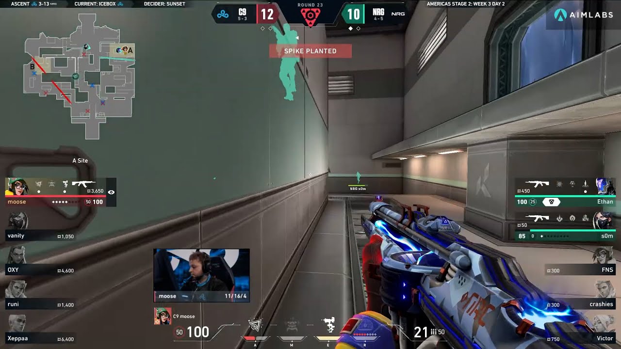 C9 Moose 1v2 clutch to win the map vs NRG | VCT Americas 2024 - YouTube