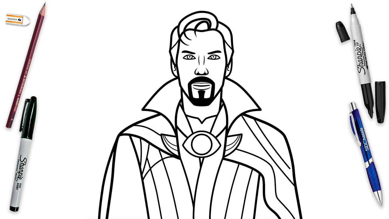 How To Draw Dr. Strange Easy Step By Step | Marvel Drawing Tutorial ...