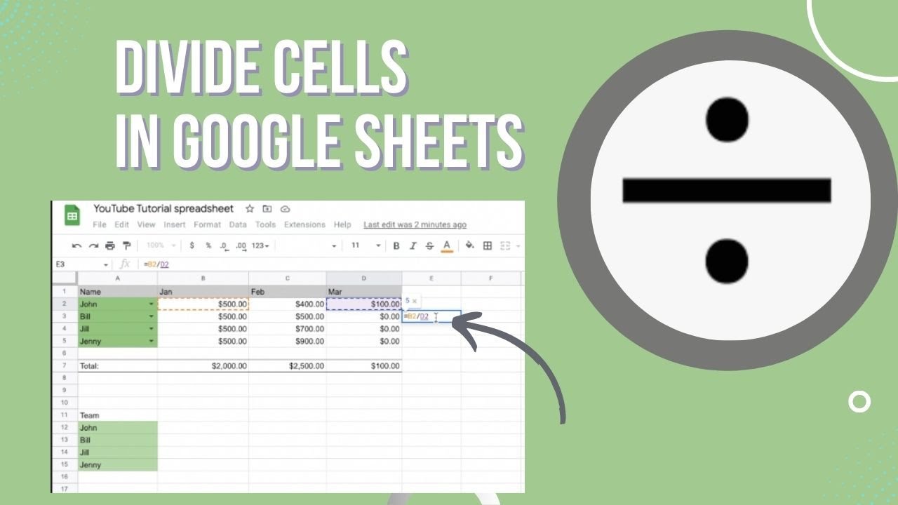 How To Divide Cells In Google Sheets YouTube How To Divide Cells In Google Sheets YouTube