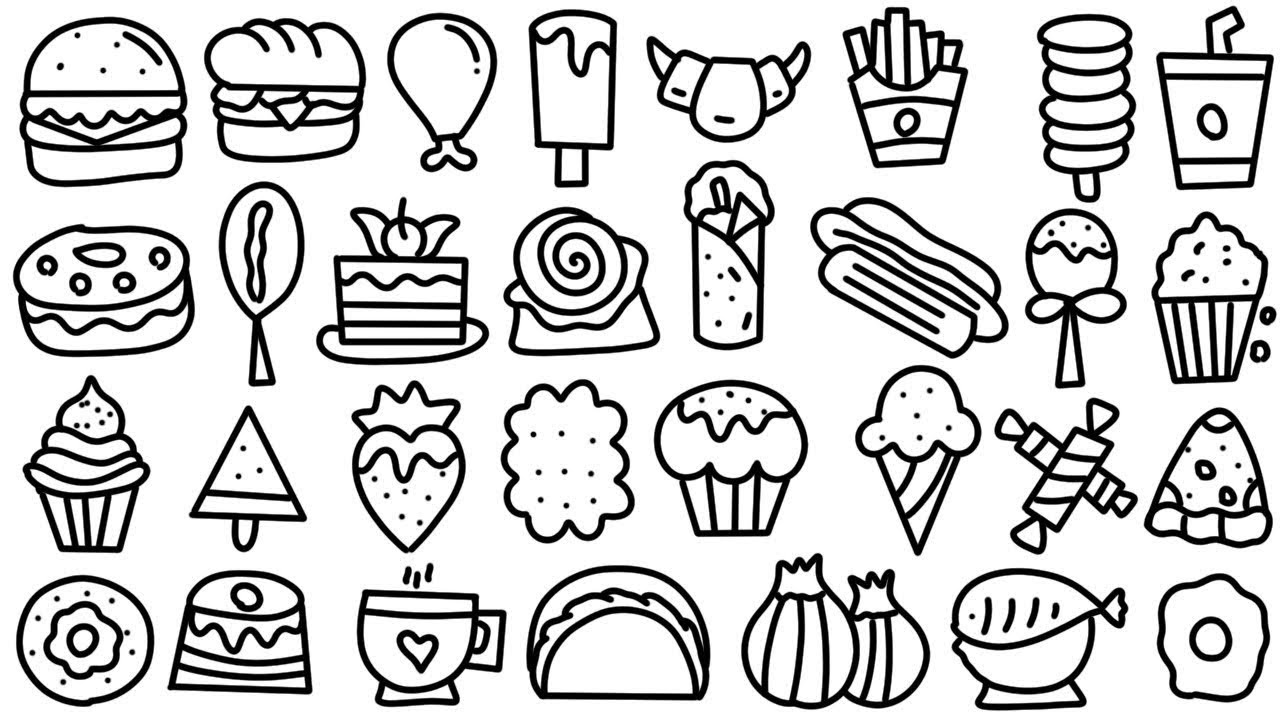 How to draw a food easy | candy,cake,lollipop,ice cream,donuts |Easy ...