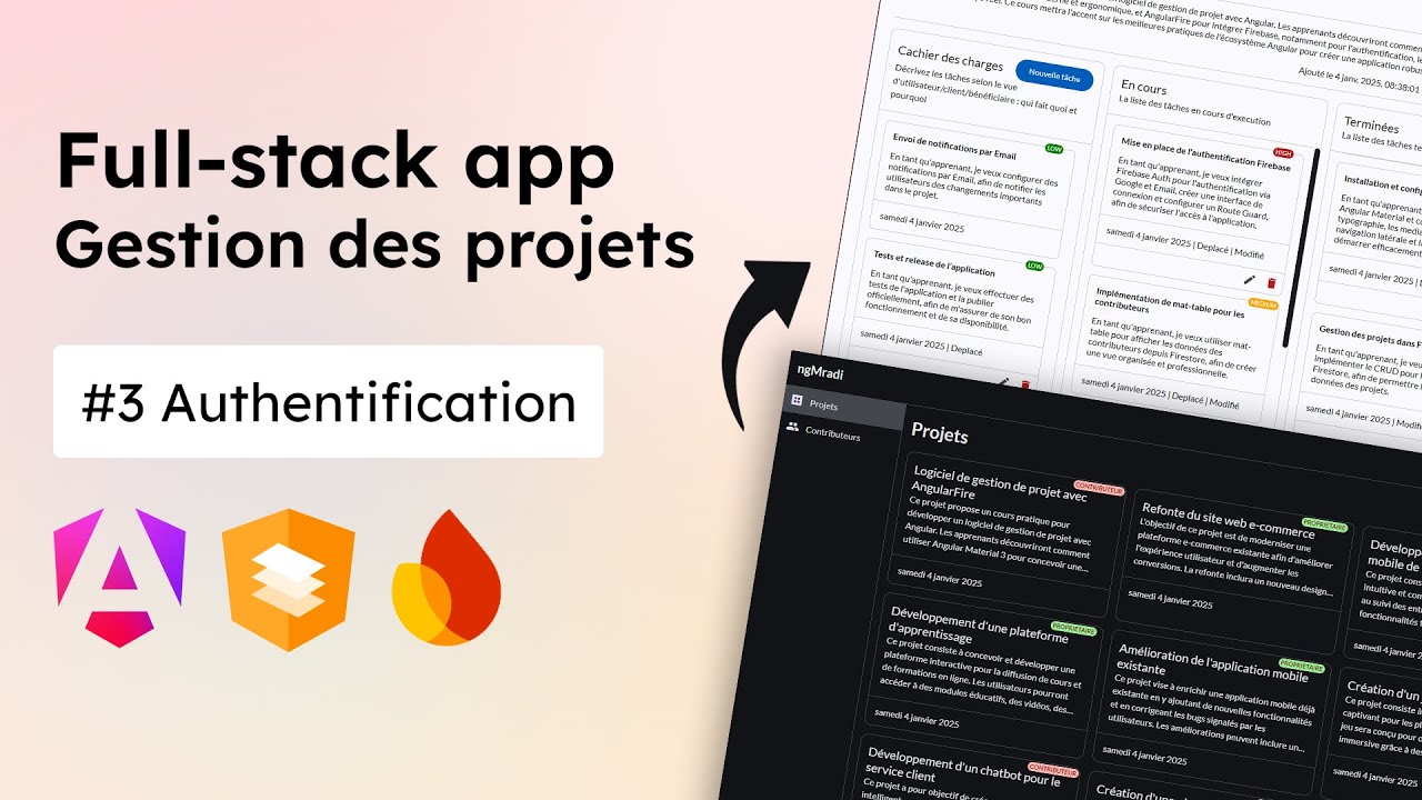 #15 ngMradi (Angular & Firebase) - configuration du projet (Theme, Typographie et Navigation ...