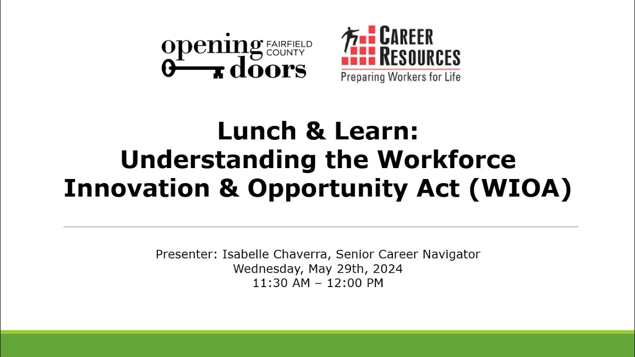 ODFC Lunch & Learn: Understanding WIOA - YouTube