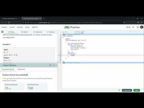 Sort an array of 0s, 1s and 2s GFG || Sort an array of 0s, 1s and 2s || sorting - YouTube