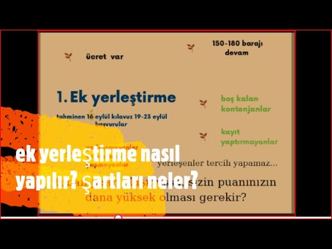 #EK #YERLEŞTİRME (1.ve #2.) #NE ZAMAN? ŞARTLARI NELER? #boş kontenjanlar ve #tahmini #tercih tarihi