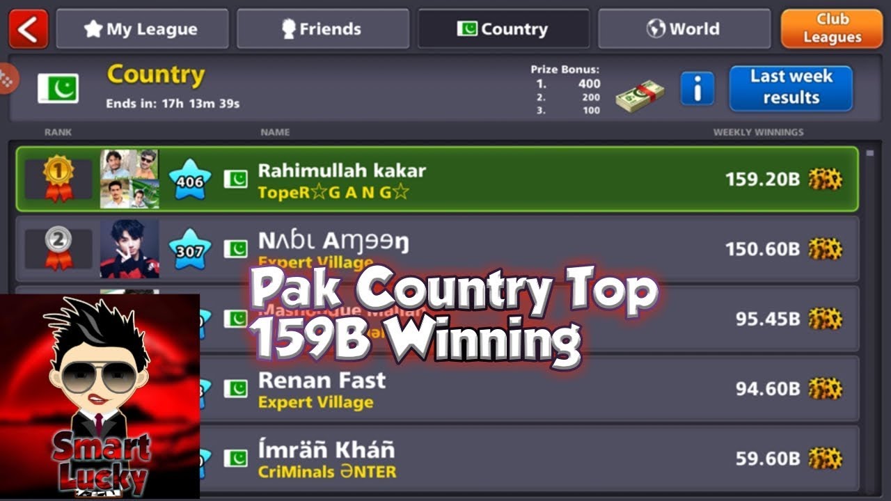 8 Ball Pool Pakistan Country Top and World 2nd place by my brother ...