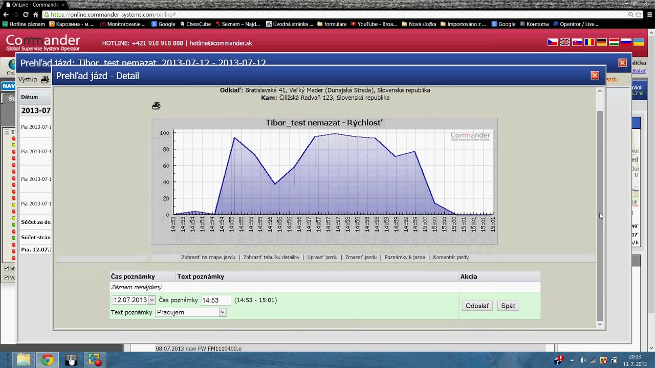 Videomanuál 16 Pracovní report Monitorovanie vozidiel Commander Control ...