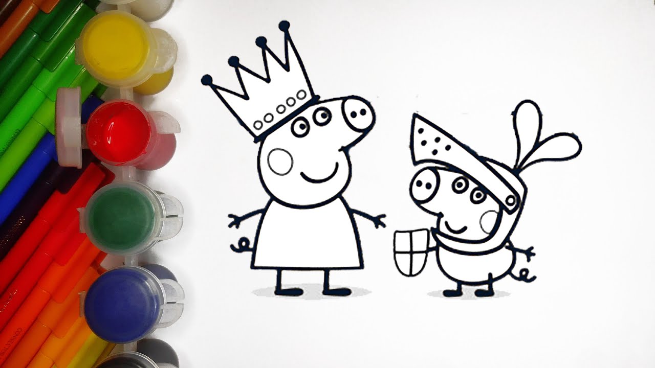 How to Draw Cute Peppa Queen and George Knight 🐷| Simple Drawing ...