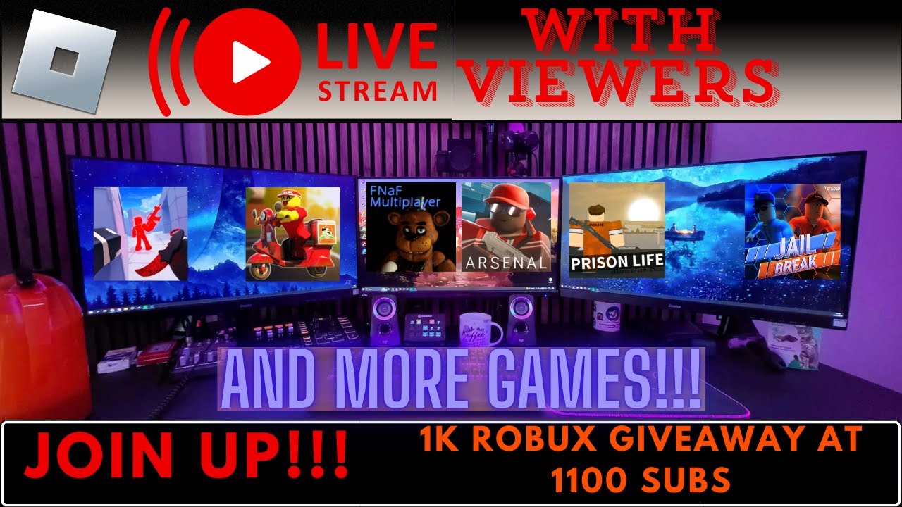 Roblox Live! 1K Robux Giveaway at 1100 Subs! - YouTube
