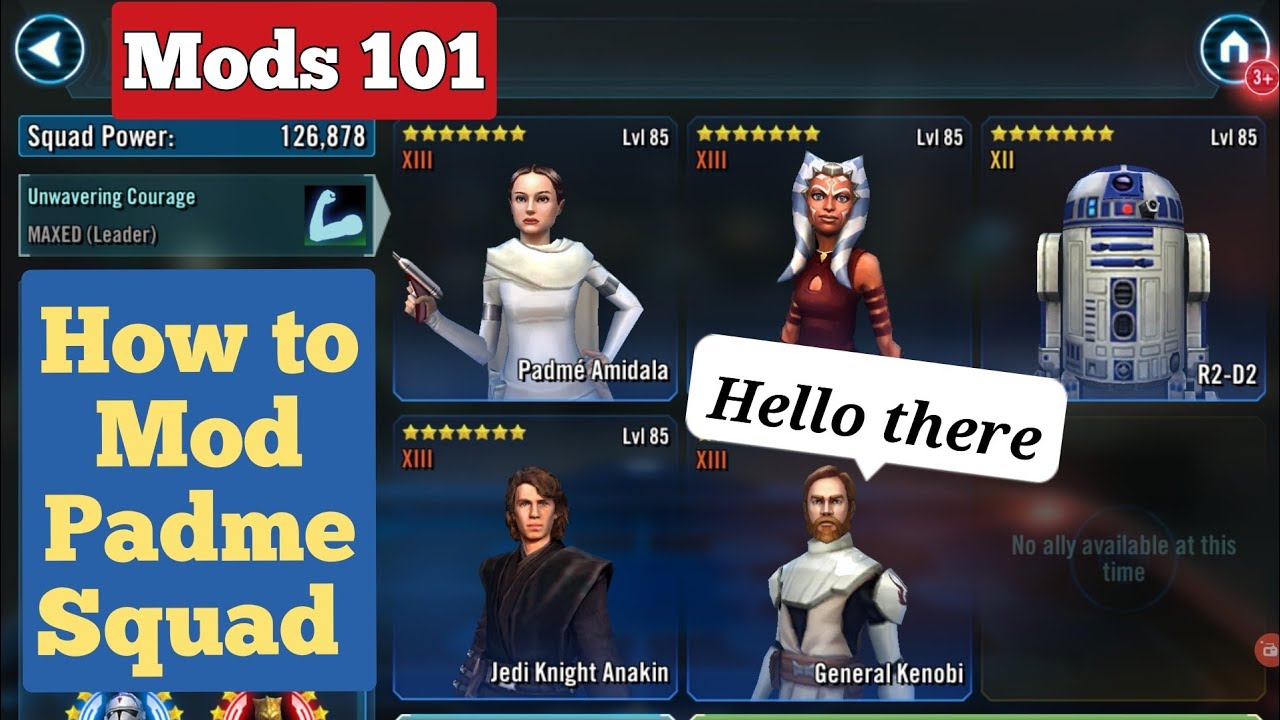 SWGOH - How to Mod Padme Squad. - YouTube
