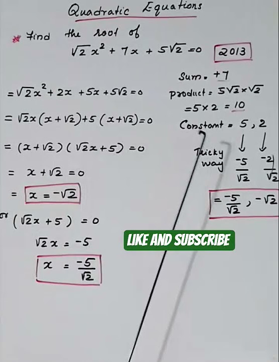 CBSE#10 maths #Quadratic equations# Find roots#0ne mark in one second# ...