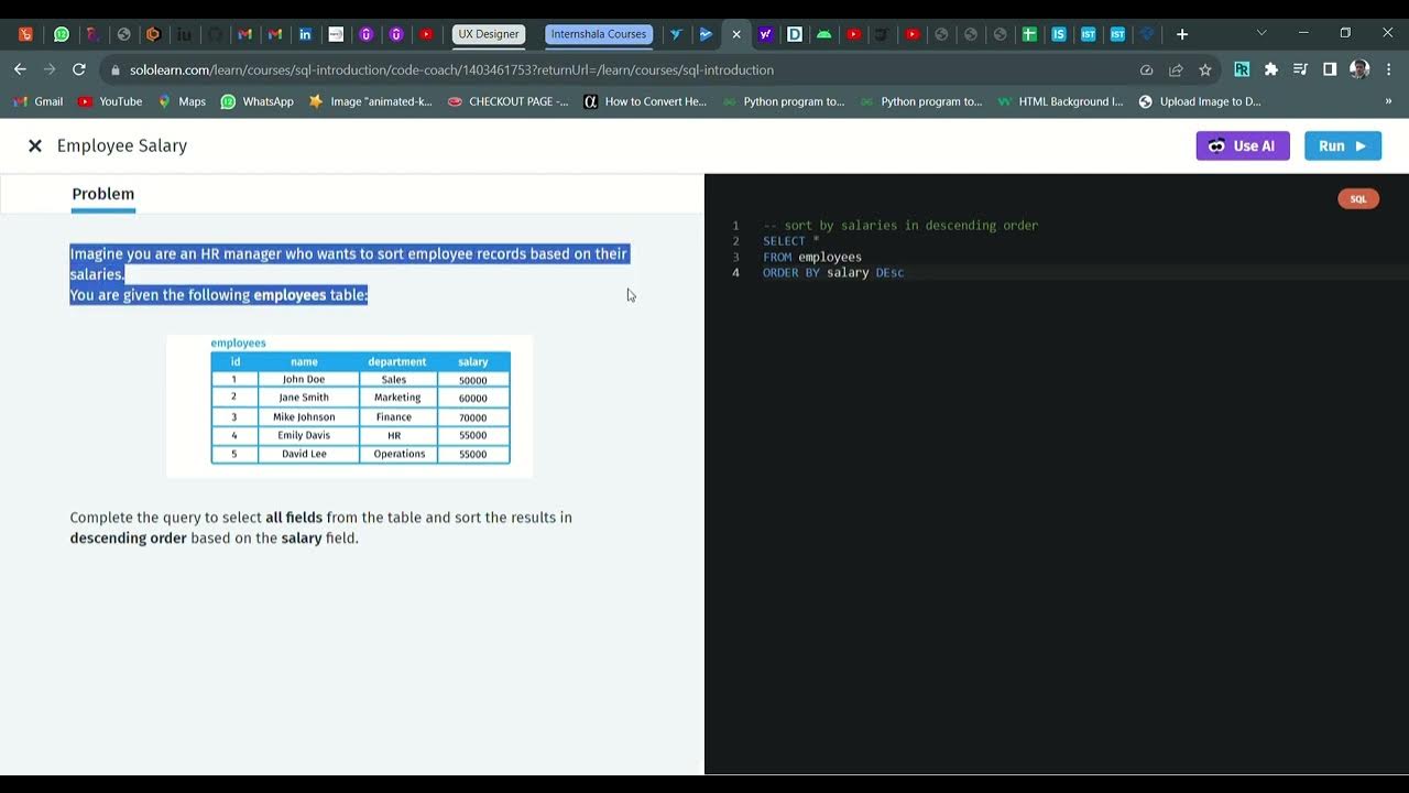 11 Employee Salary | Introduction to SQL | Sololearn - YouTube