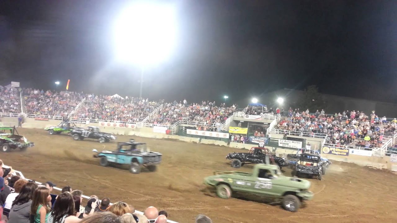 Truck demo derby w/good rollover - YouTube