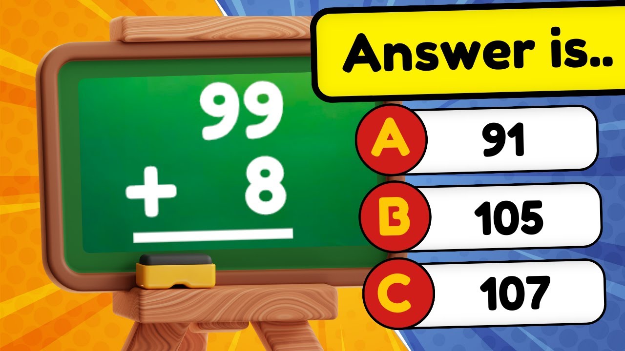 Mathematic Quiz | One and two digit Addition for kids | Quiz Time ...