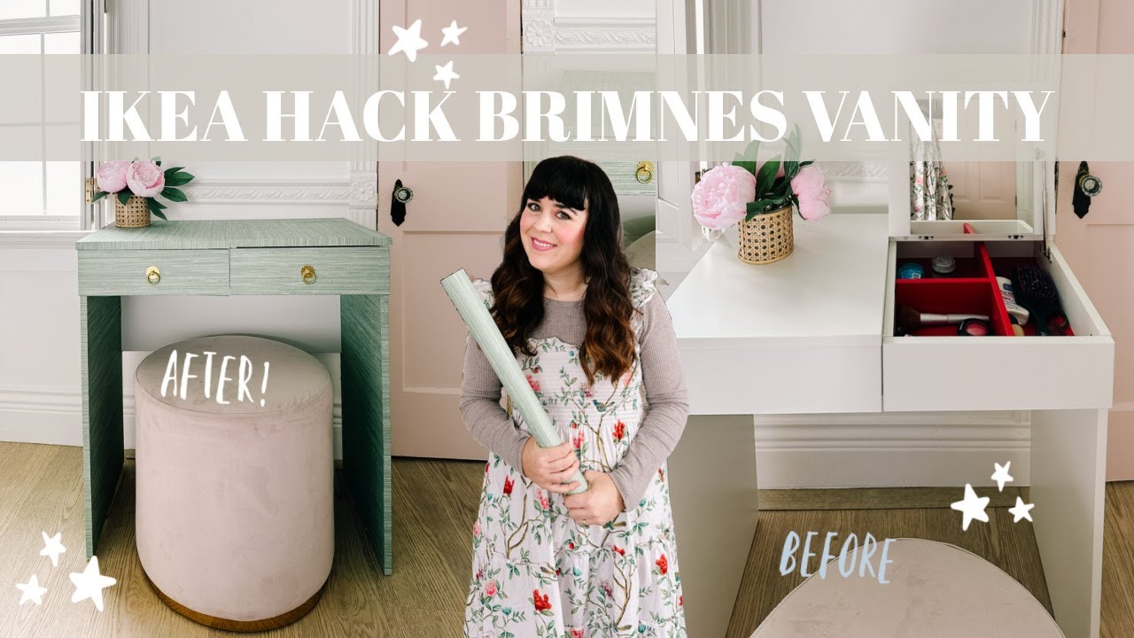 IKEA Hack! Brimnes Dressing Table | Grasscloth Wallpaper look 🤩 - YouTube