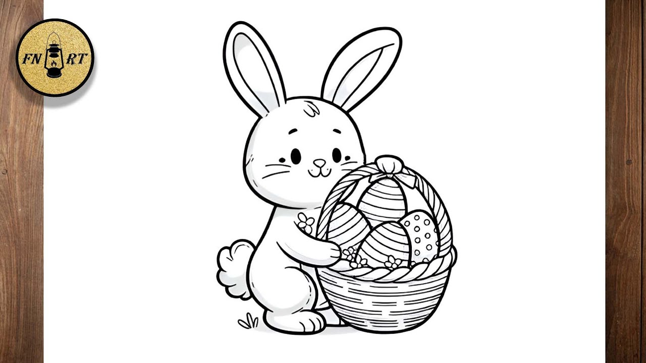 How to draw a easter bunny holding a basket - YouTube