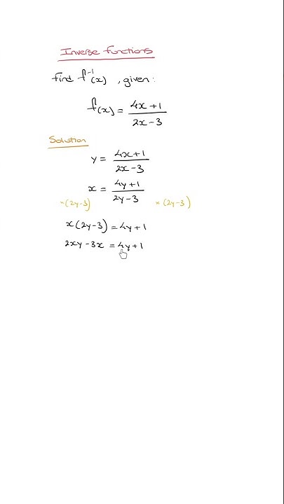 How to Find Inverse Function of Rational Function f(x)=(ax+b)/(cx=d ...