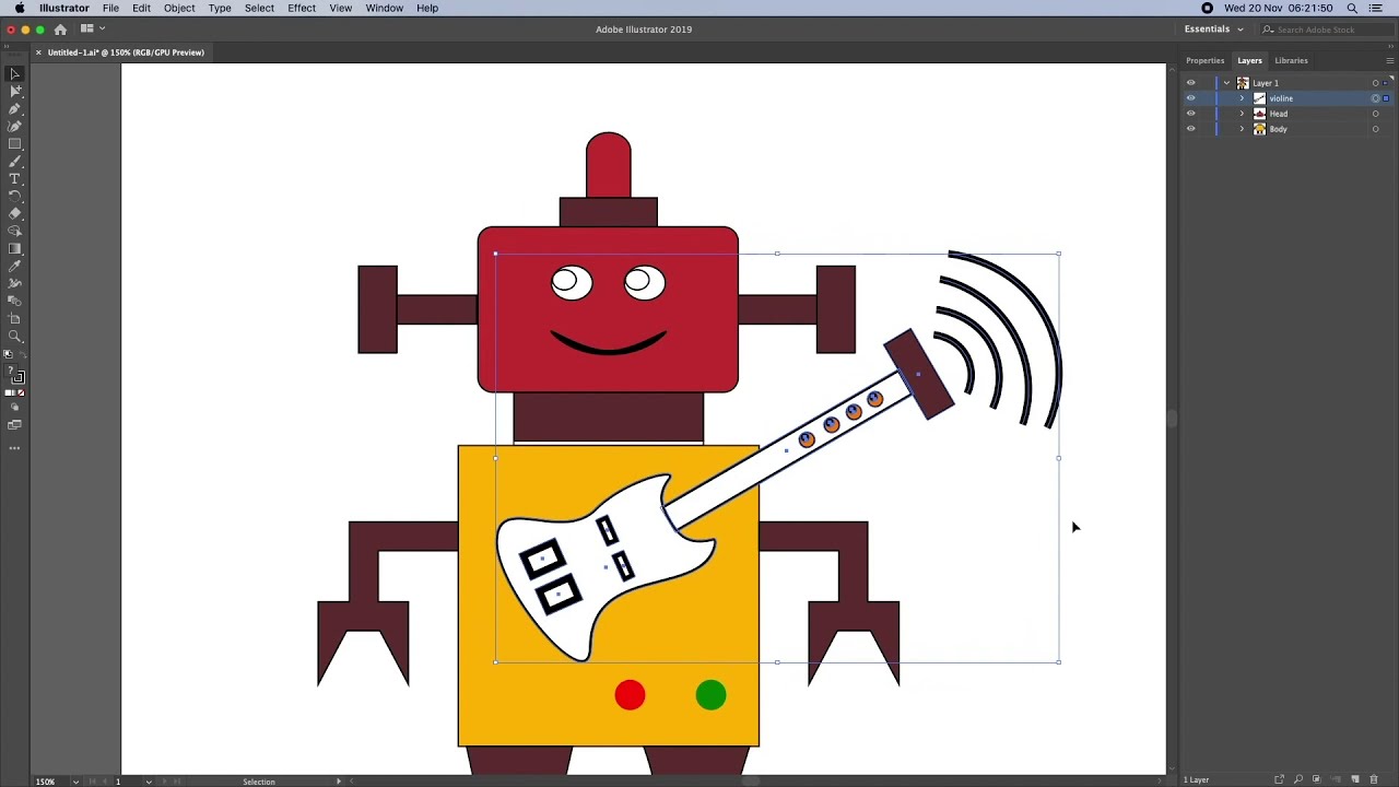 Simple robot toy drawing in Adobe illustrator | Adobe illustrator for ...