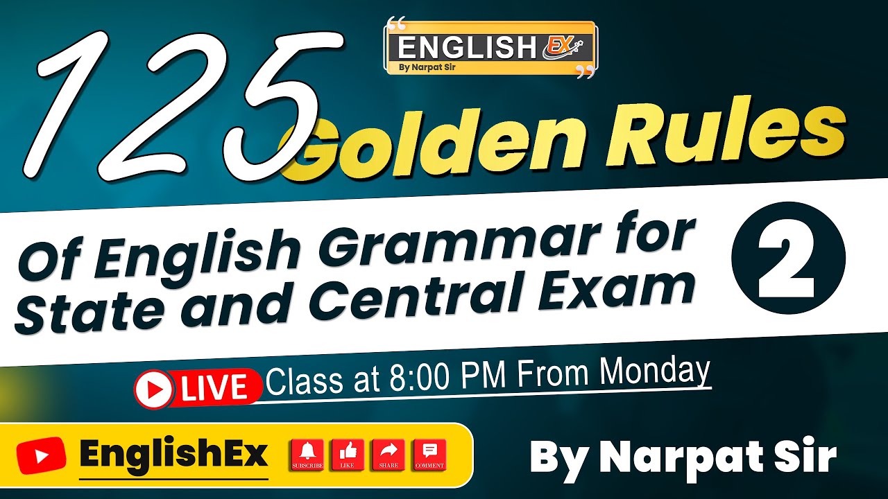 125 Golden Rules #2 of English Grammar for State and Central Exam - YouTube