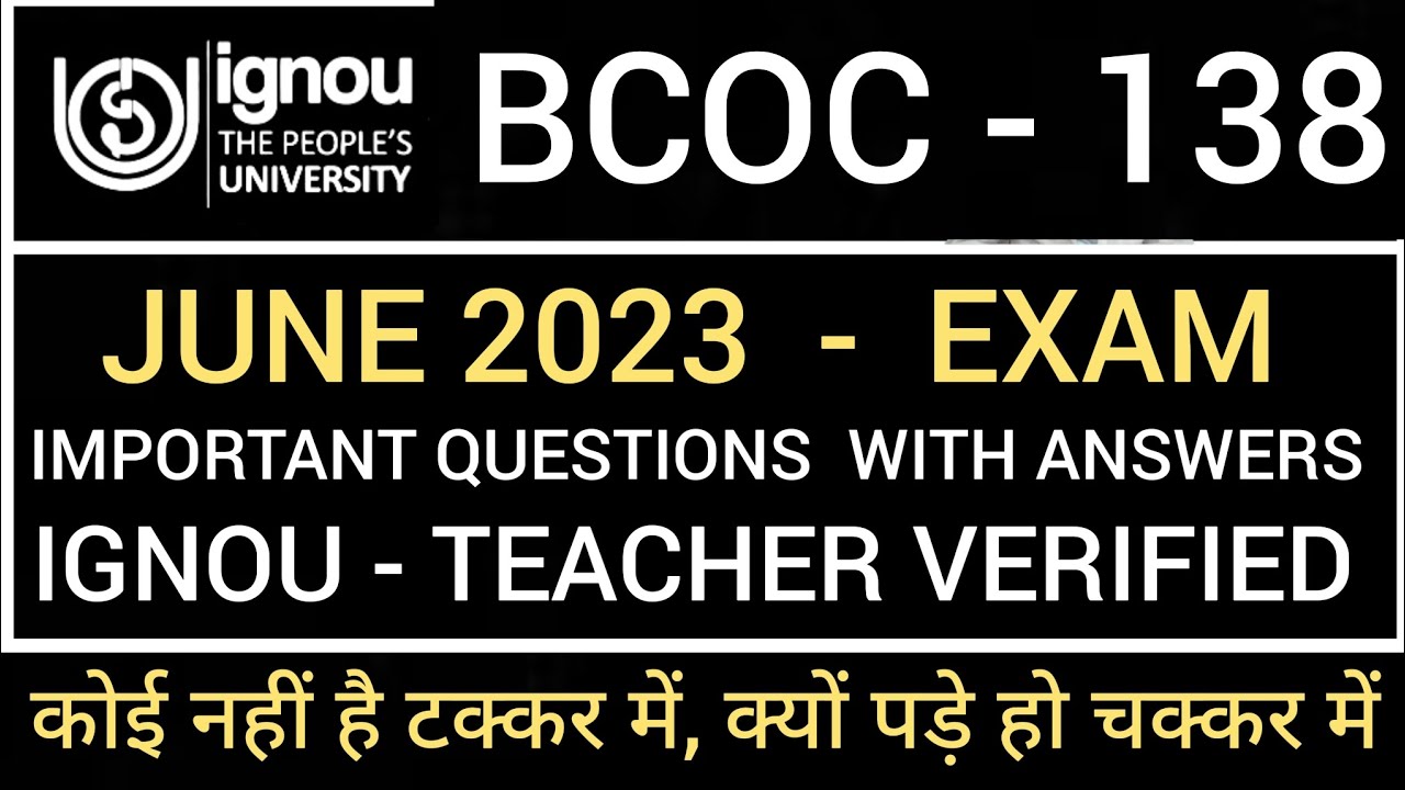 BCOC 138 MOST IMPORTANT QUESTIONS JUNE 2023 EXAM | BCOC 138 IMPORTANT ...