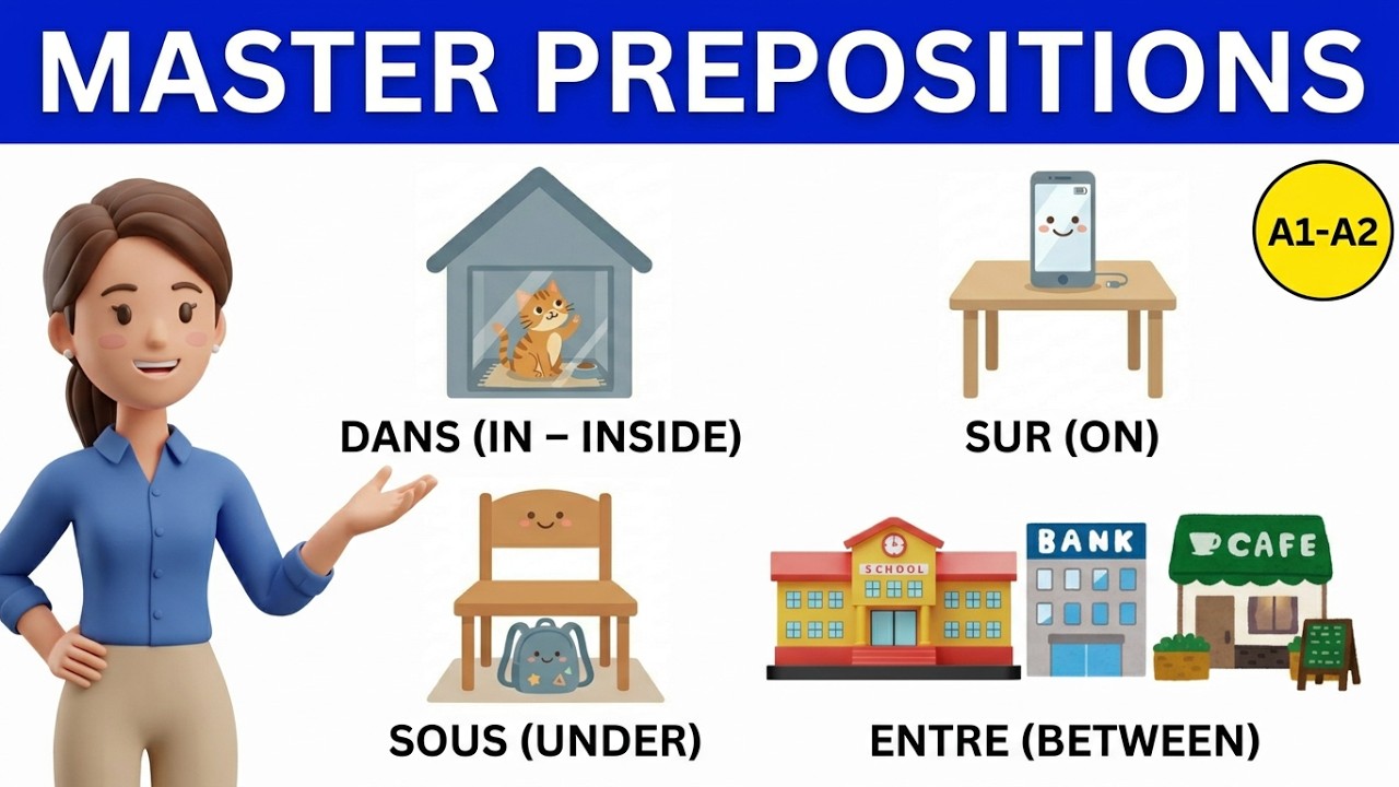🇫🇷😳Learn 30 French Prepositions & French phrases | Speak French Fast ...