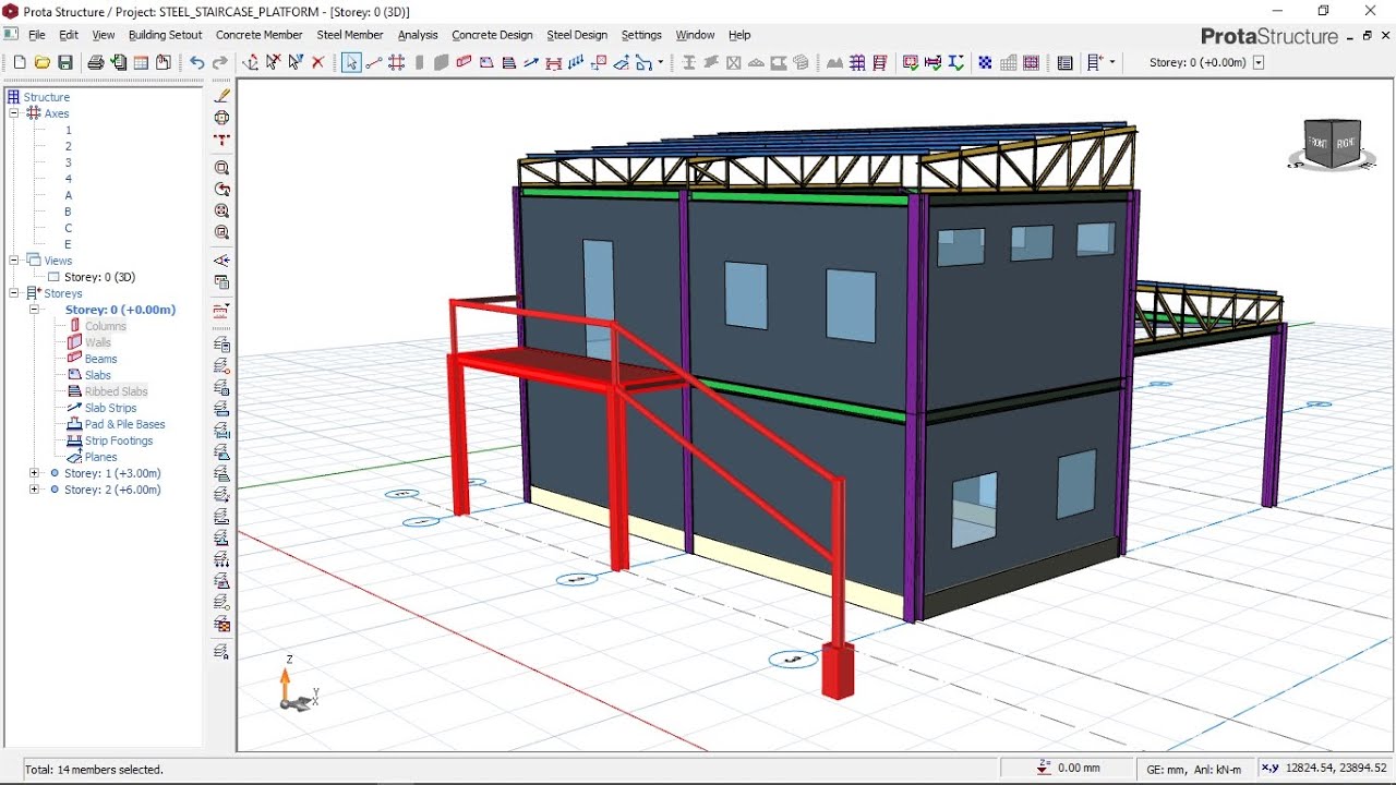 Steel Staircase Platform Design in Prota Structure 2018 - YouTube