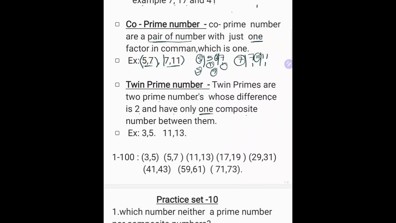 #defination #prime number #co-prime number #twin prime number #1-100 ...